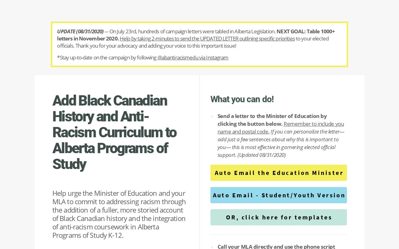 Campaign to Add Black History and Anti Racist Curriculum to Alberta ...